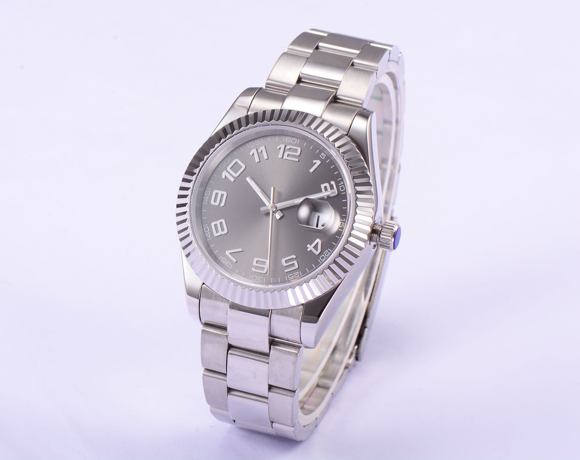 41mm Parnis Automatic Men Watch Stainless Bracelet Date Indicator ...